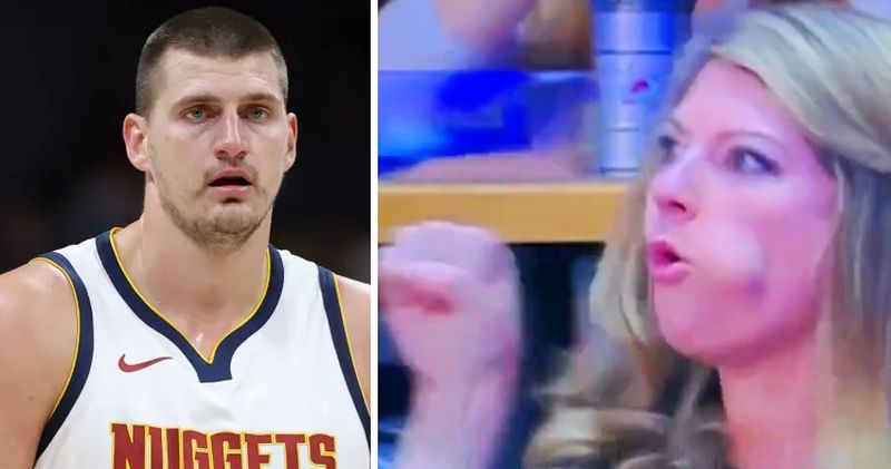 Female Nuggets Fan Performs Lewd Gesture At NBA Game - Game 7